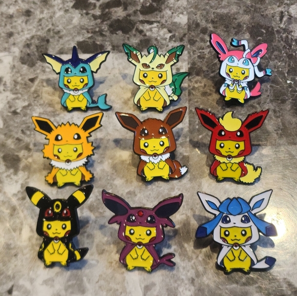 Jewelry | 9 Pokemon Pikachu Eevee Evolutions Enamel Pins | Poshmark